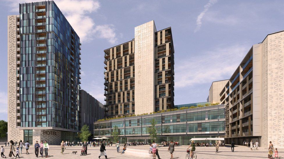 Nelson Gate: Colourful mural unveiled for city building - BBC News