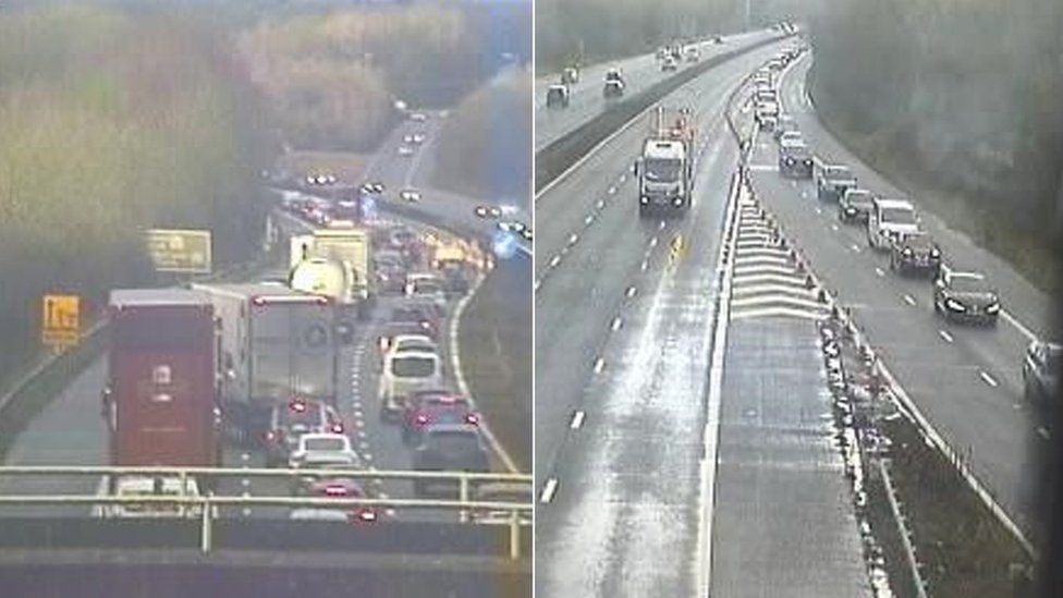 M4 crash: One dead and one injured in four-vehicle collision - BBC News