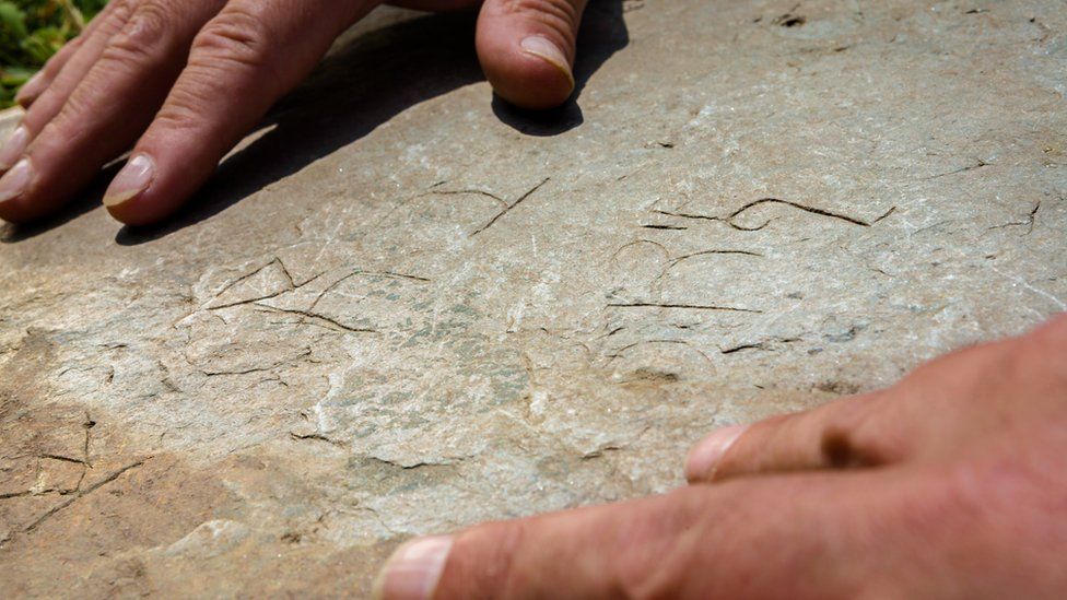 Rare ancient writing found on medieval Cornish stone - BBC News