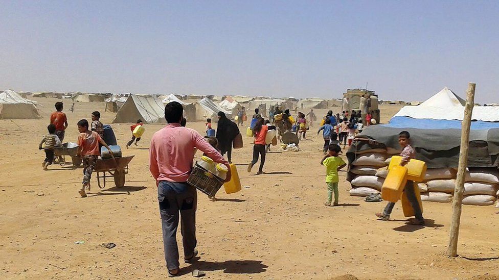 Syria conflict: Russian jets 'bomb refugee camp on Jordan border' - BBC ...