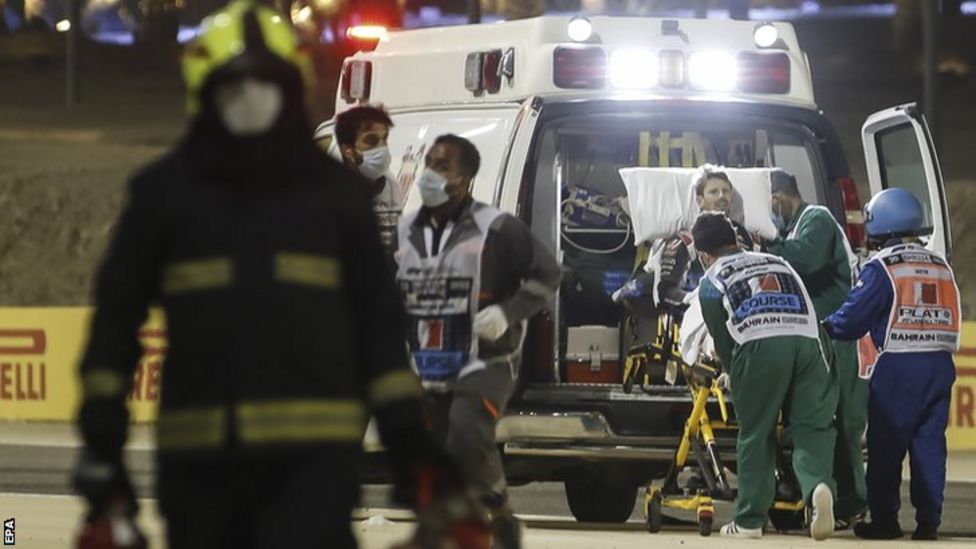 Romain Grosjean: Haas driver suffers burns after huge Bahrain GP crash ...