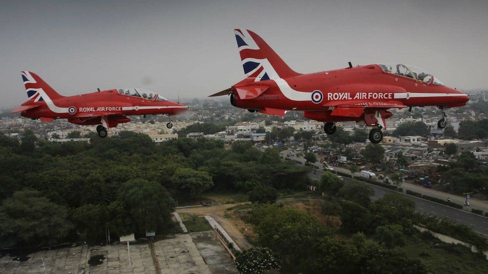 In pictures: First leg of Red Arrows world tour - BBC News
