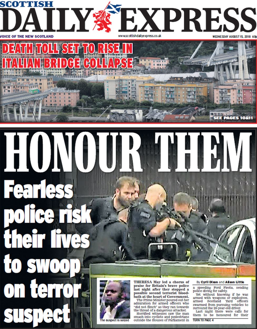 The papers: Praise for terror police - BBC News