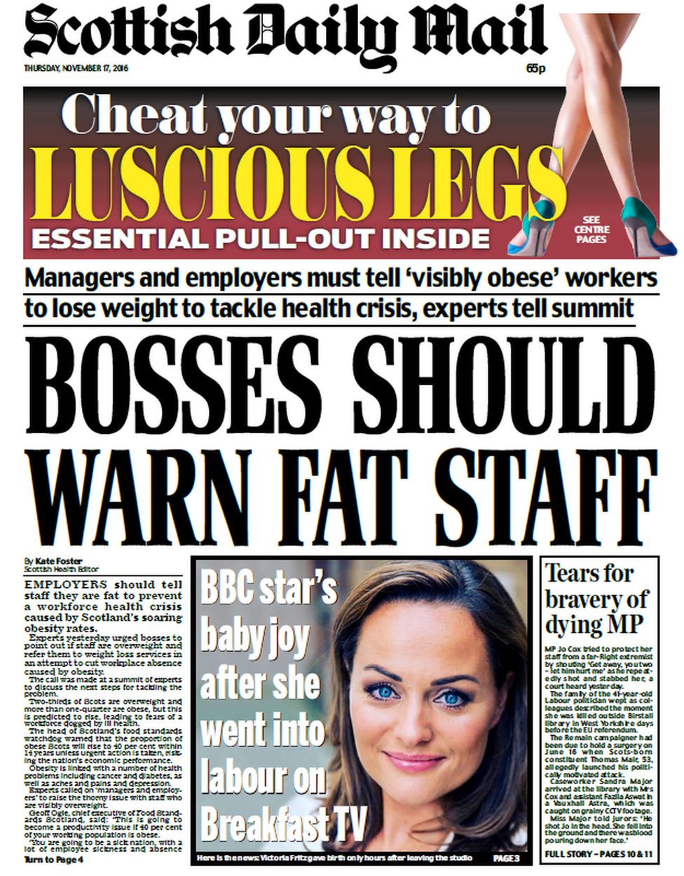 Scotland's papers: Gangland killing and 'fat staff' - BBC News