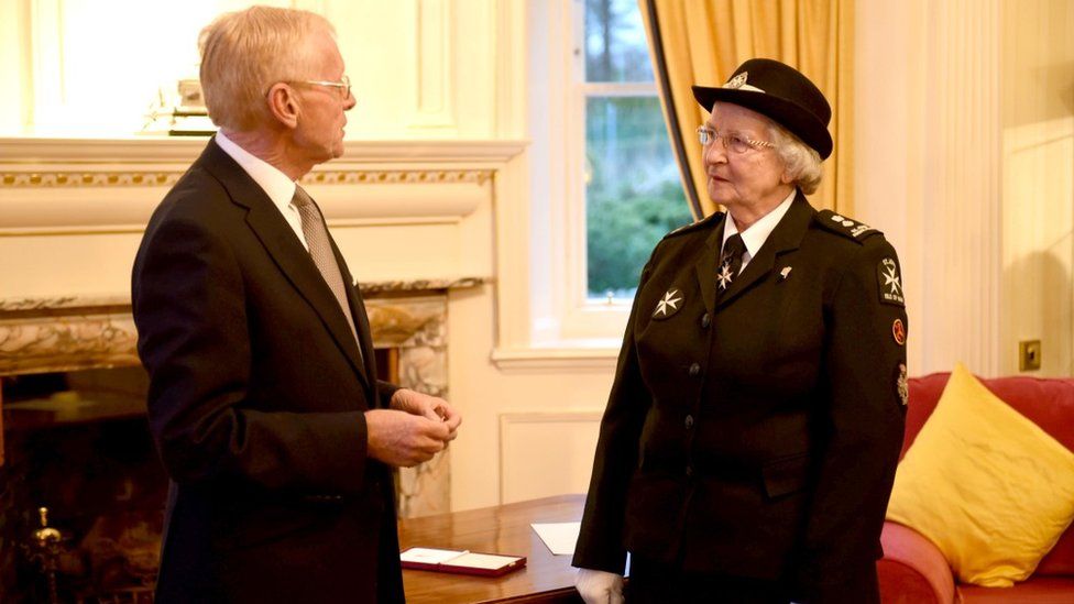 Mary Bridson: St John Ambulance volunteer receives BEM - BBC News