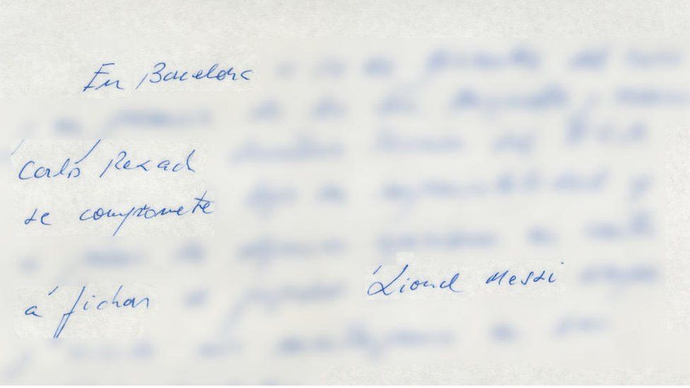 Lionel Messi: Footballer's first Barcelona 'napkin' contract has sold ...