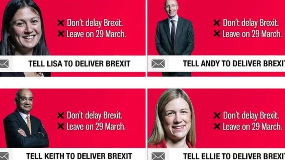 Facebook no-deal Brexit ads 'from same source' - BBC News
