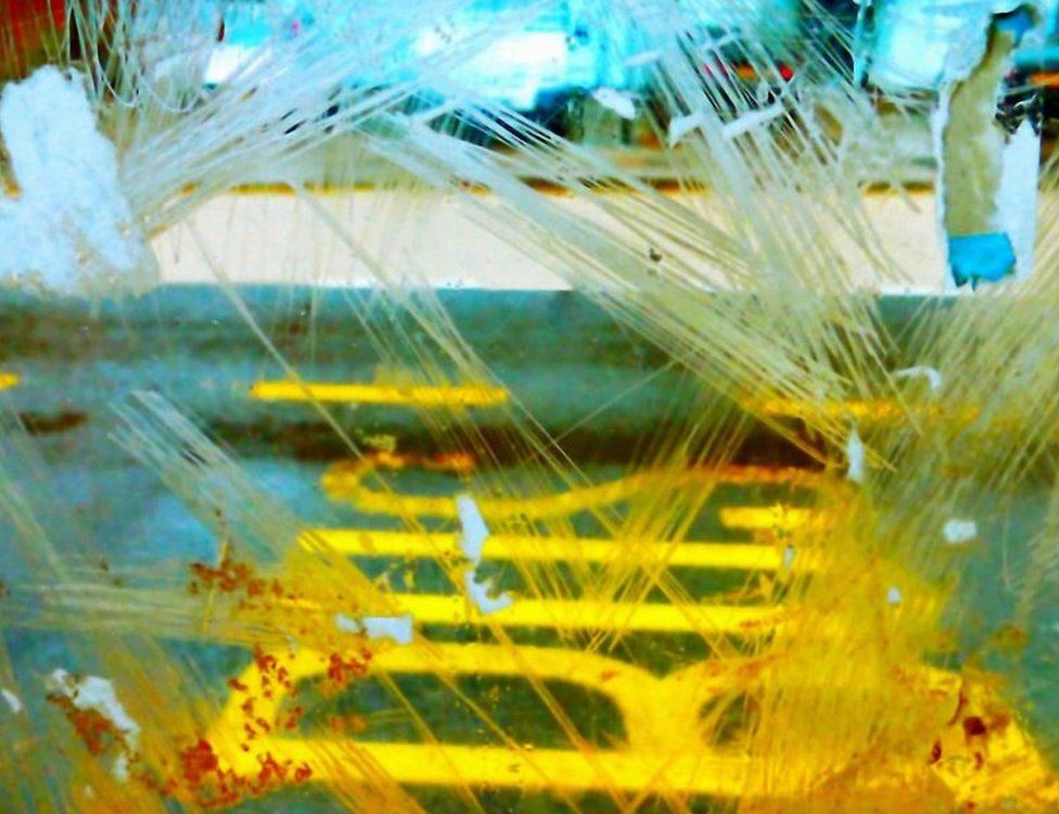 Bus stop windows graffiti photos at London Art Biennale exhibition ...