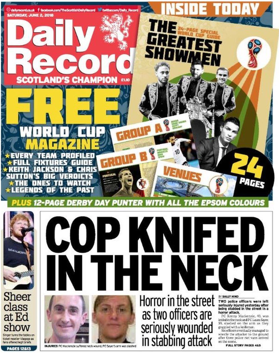 The Papers: 'Hero police officers in stab horror' - BBC News