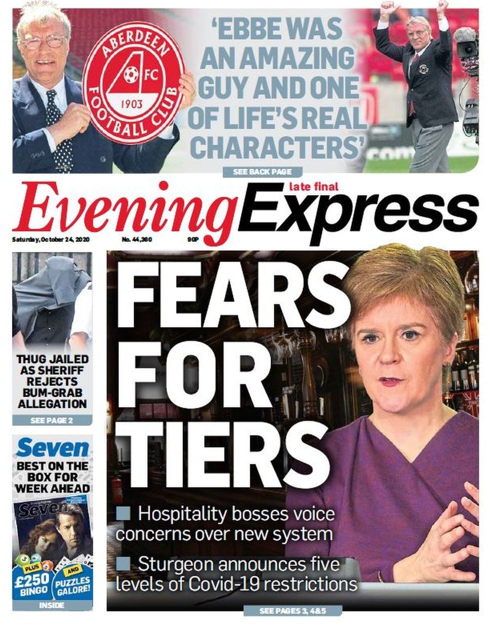 Scotland's papers: Scotland 'reduced to tiers' and Calvin's £76m deal ...