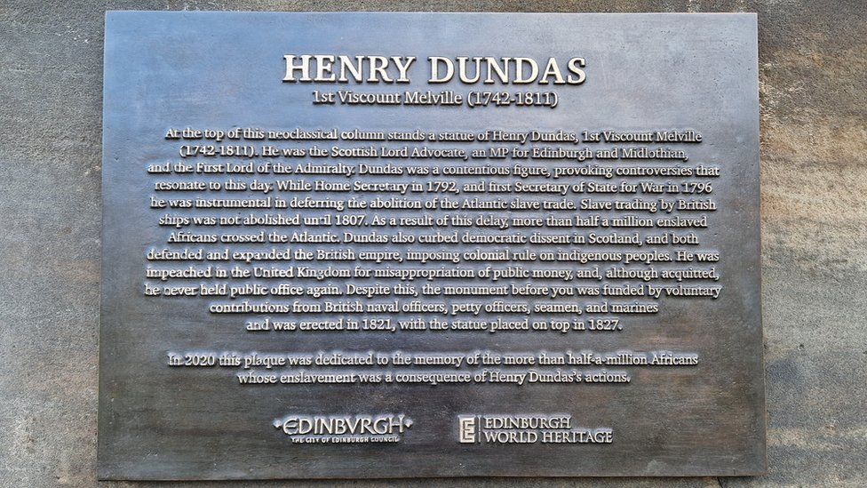 Council installs new slavery plaque at Edinburgh's Melville Monument ...