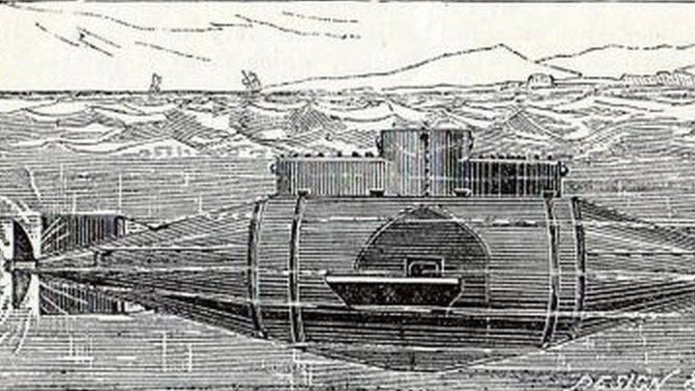 Photos revealed of 1880 sunken submarine off Rhyl coast - BBC News