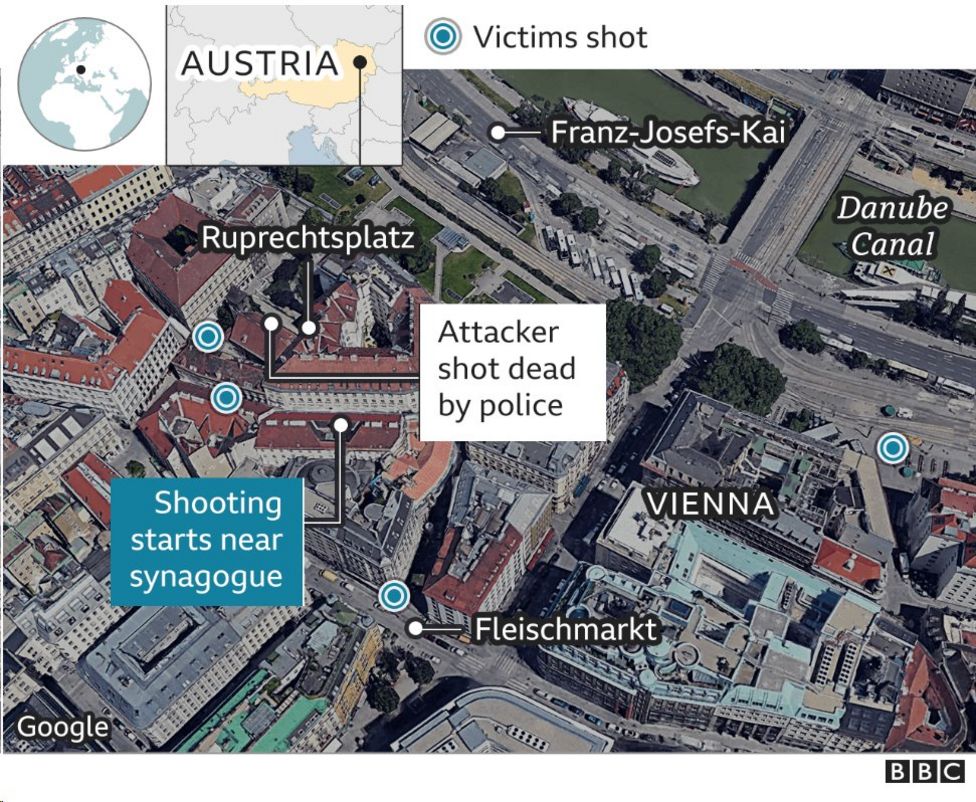 Vienna shooting: Arrests after 'freed jihadist' kills four - BBC News