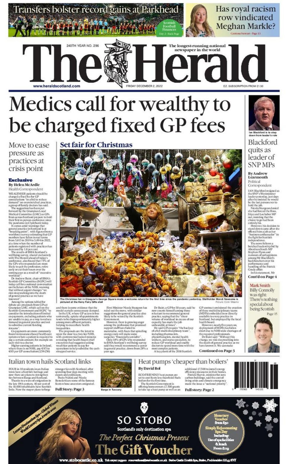 Scotland's papers: Blackford resigns and royal 'declaration of war ...