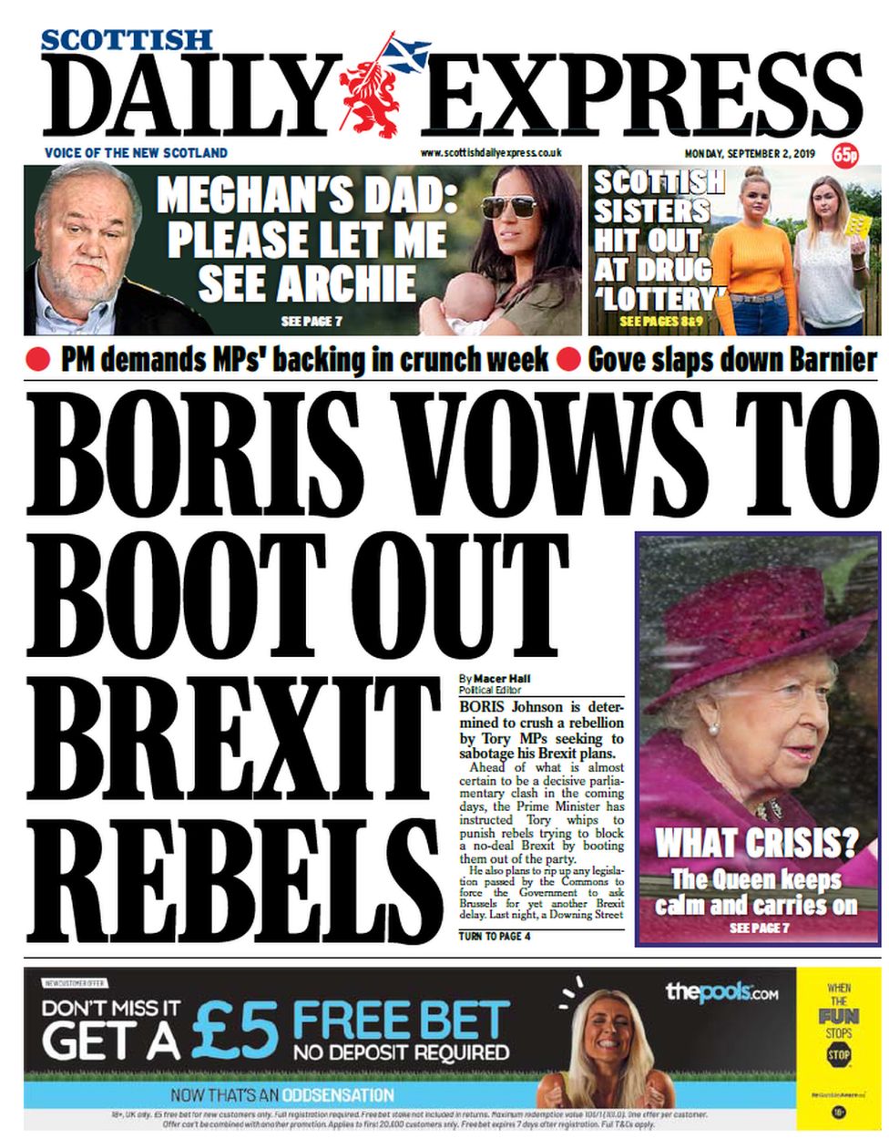 Scotland's papers: Johnson's 'showdown' with Brexit rebels - BBC News