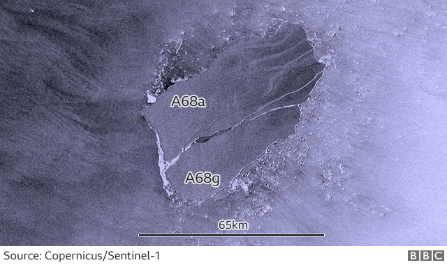 Split signals end for remnant of Antarctic iceberg A68a - BBC News