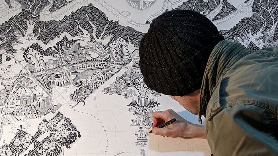 Fuller: Intricate map artist circles Beijing - BBC News