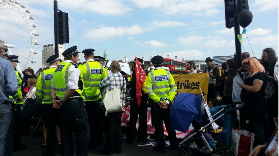 Bridge closed and arrests made in Westminster disability cuts protest ...
