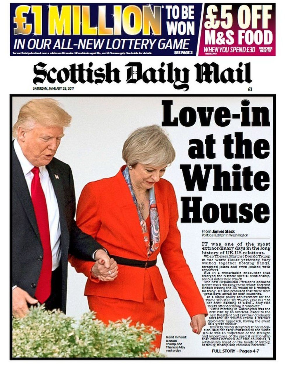 Scotland's papers: Donald Trump and Theresa May 'love-in' - BBC News