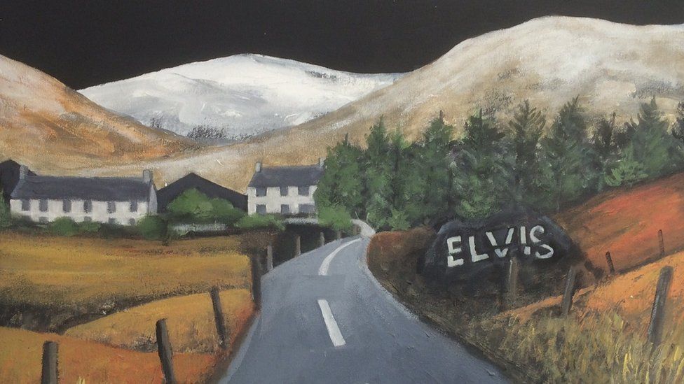 Welsh Elvis Presley rock painting sent to Graceland - BBC News