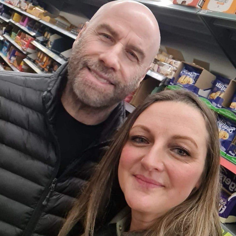 John Travolta poses for photos in Norfolk Morrisons and Wetherspoon ...
