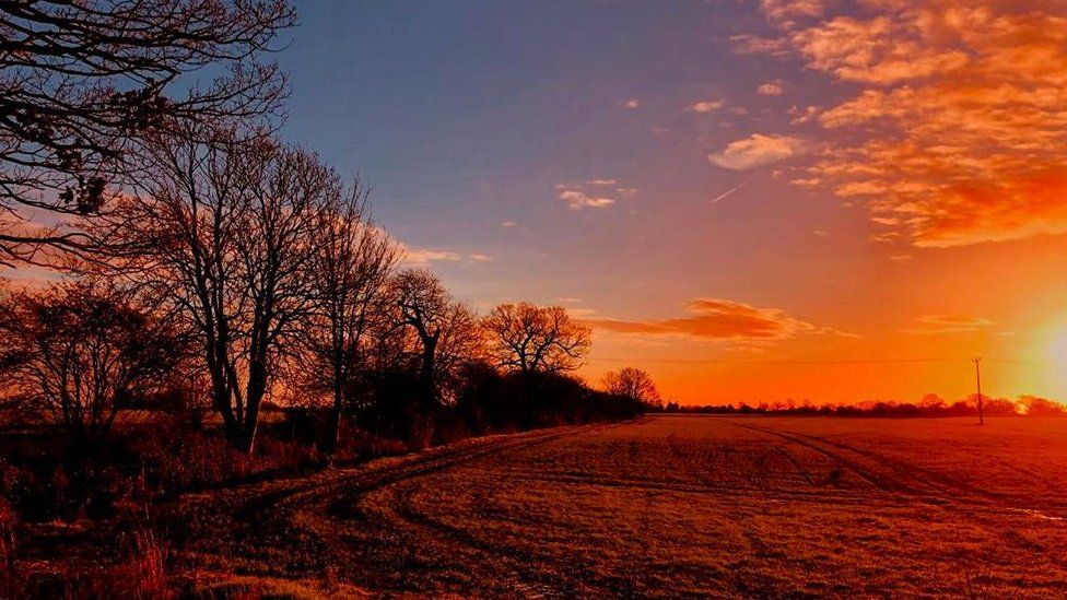 Cambridgeshire sunset thrills Fen photographers - BBC News