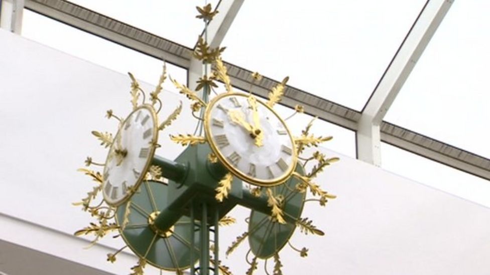 Nottingham's Emett Clock returns to Victoria Centre - BBC News