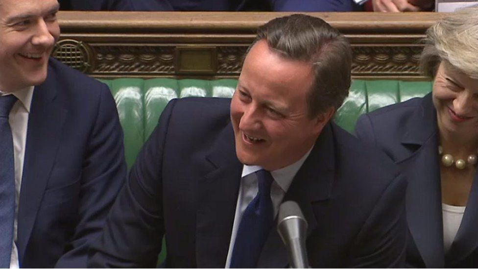 David Cameron laughs as UUP's Danny Kinahan offers ideas for his next ...