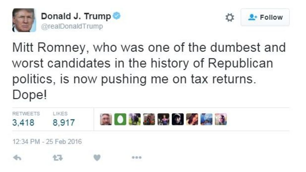 Mitt Romney questions Donald Trump tax situation - BBC News