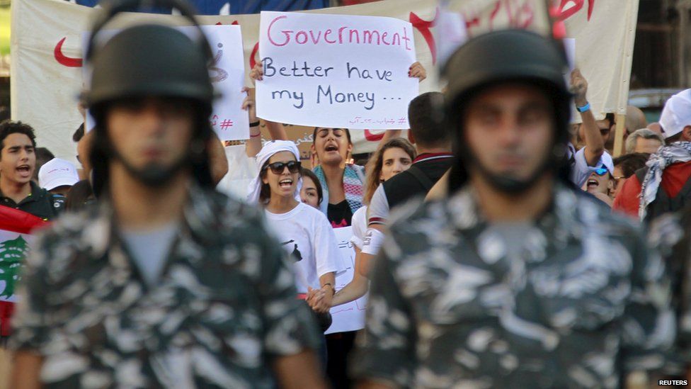 Lebanon Rubbish Crisis Thousands Attend Anti Government Rally Bbc News
