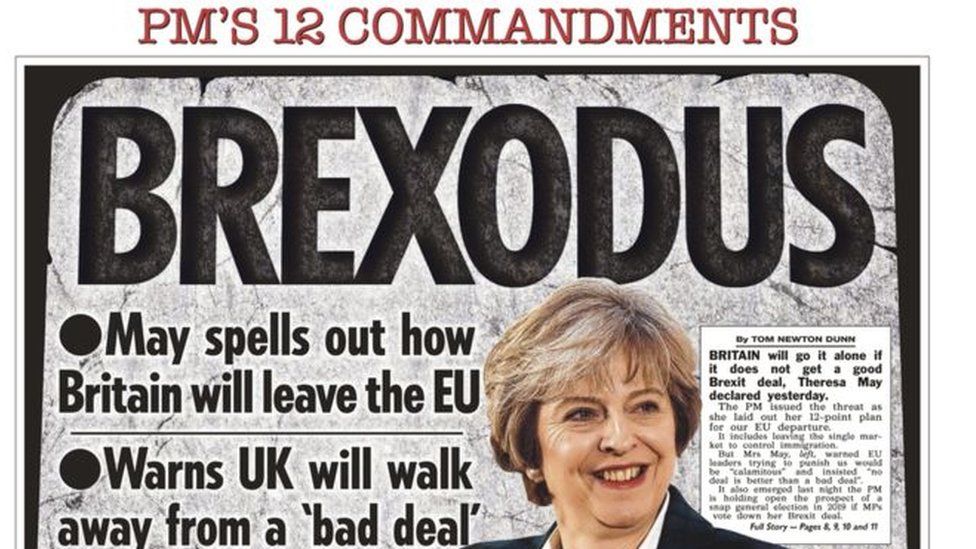 How May's Brexit speech played out on the front pages - BBC News