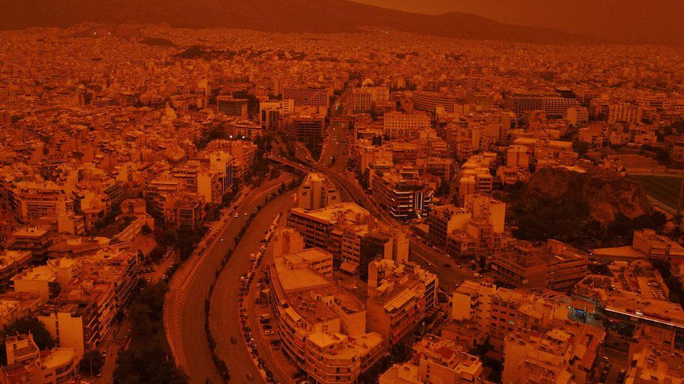 Why has the sky above Athens turned orange? - BBC Newsround