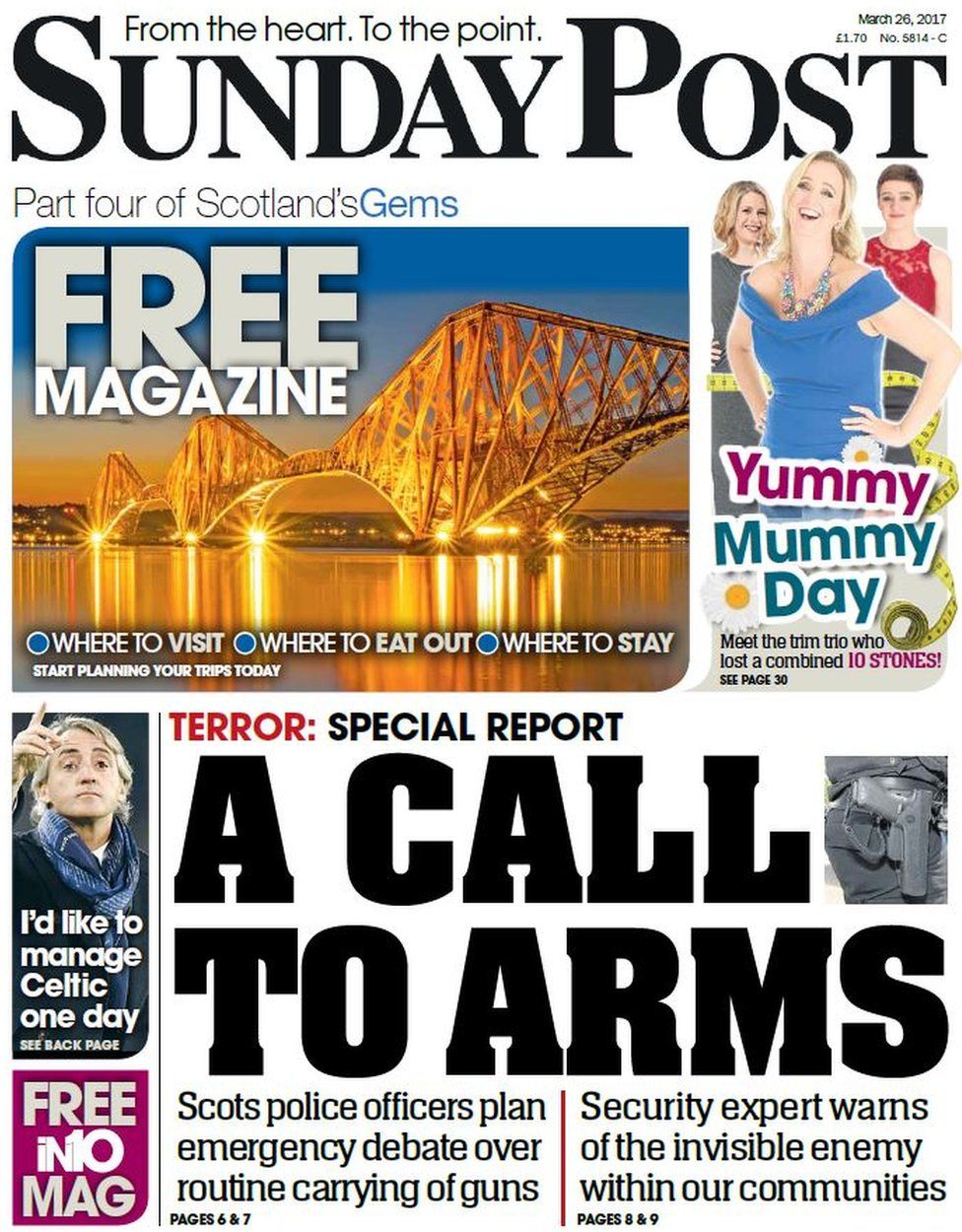 Scotland's papers: Call to arm police and Cheryl's baby - BBC News