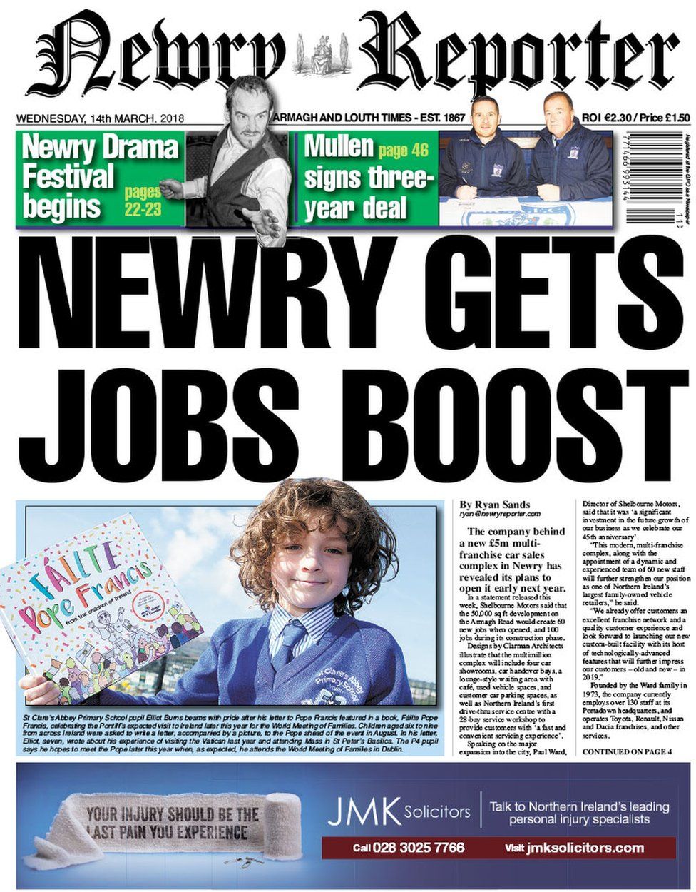 NI weekly papers: Falling angels and being sold a pup - BBC News