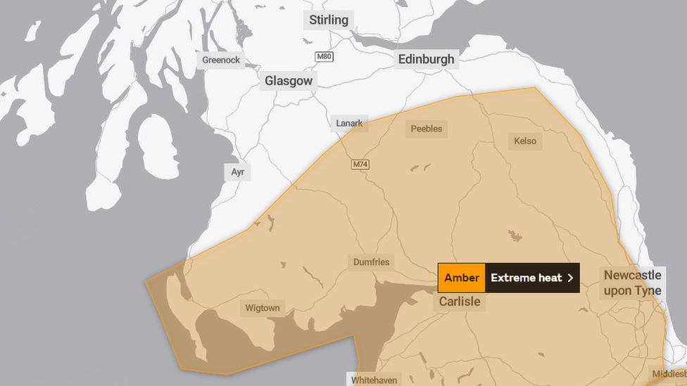 Amber extreme heat warning extended to Scotland - BBC News