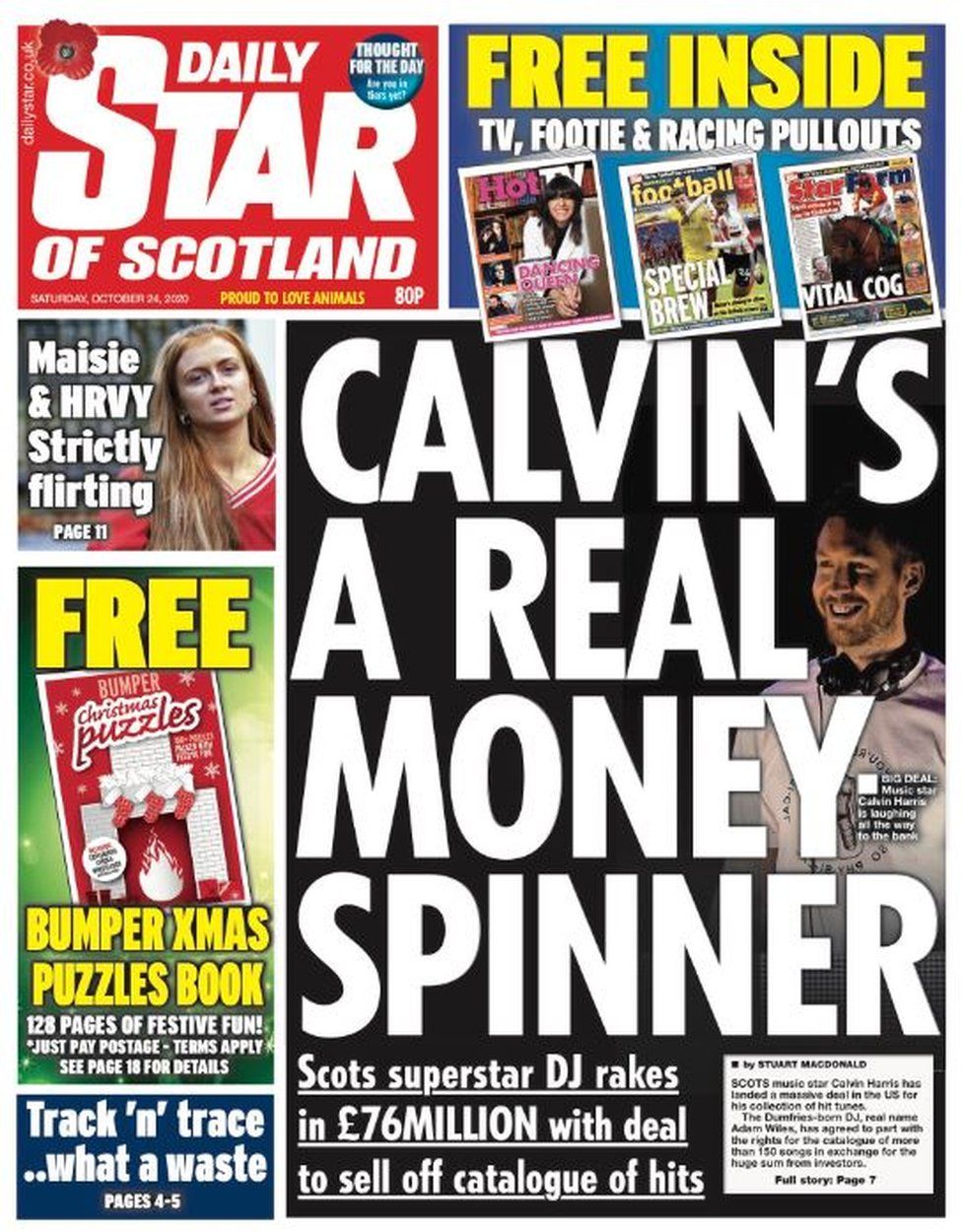 Scotland's papers: Scotland 'reduced to tiers' and Calvin's £76m deal ...