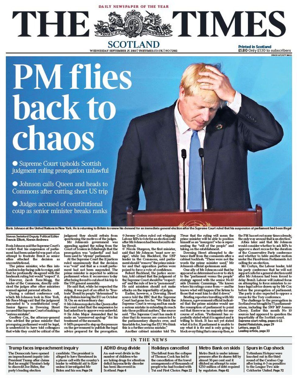 Scotland's papers: Will unlawful court judgement lead to 'Borexit ...