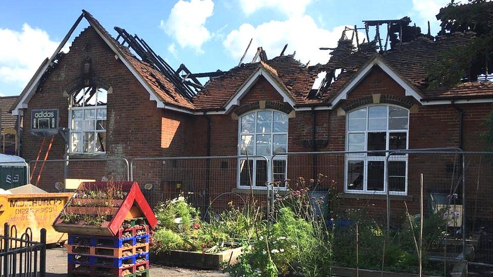 Woodborough Primary School to stay closed after fire - BBC News