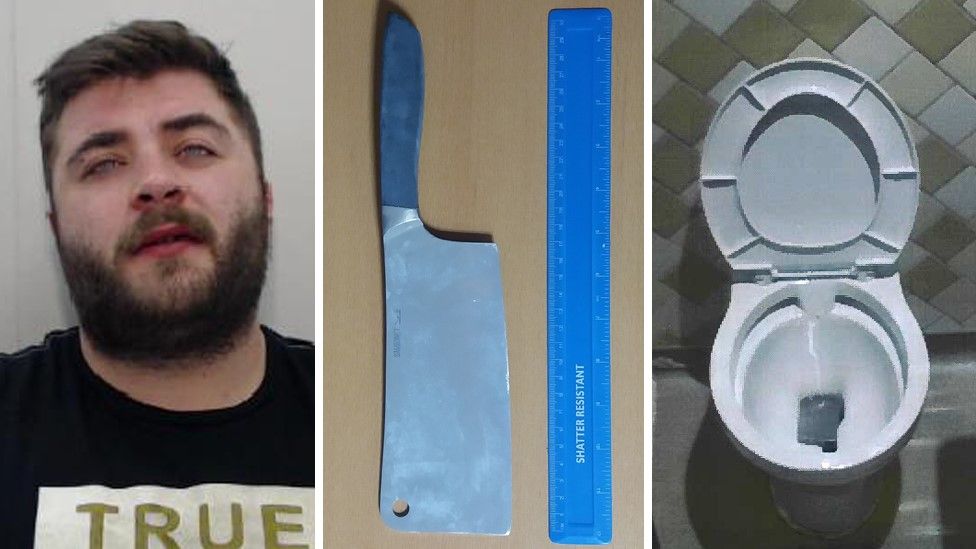 Manchester armed robber tried to flush meat cleaver down toilet - BBC News