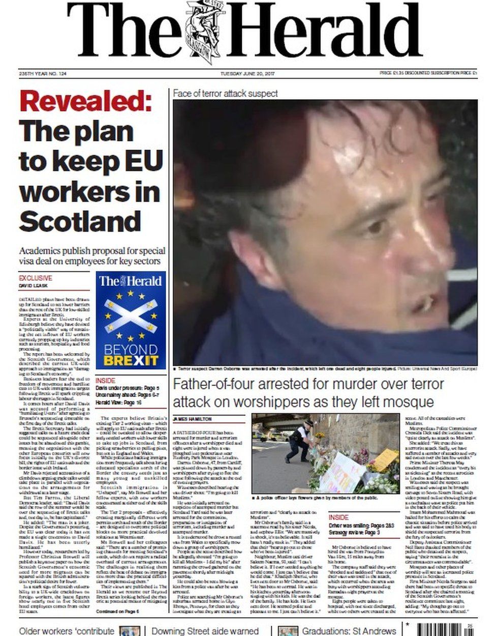 Scotland's papers: Mosque suspect identified - BBC News