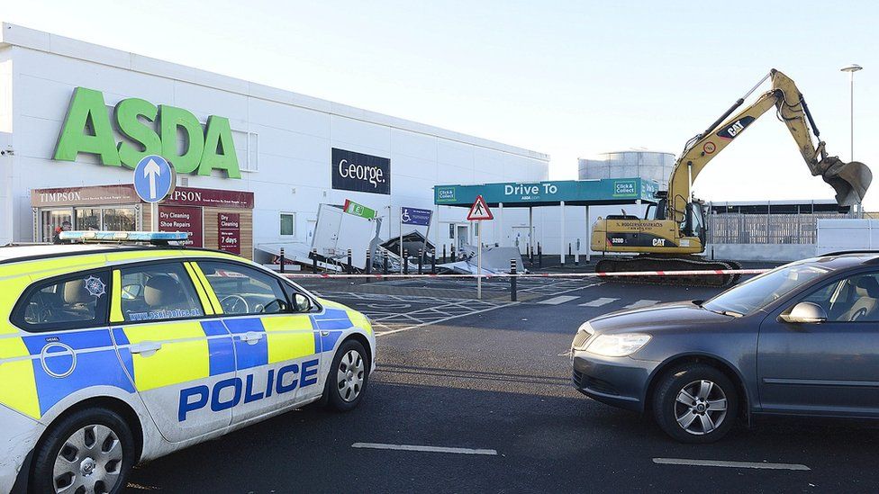 Asda supermarket ATMs stolen in Antrim - BBC News