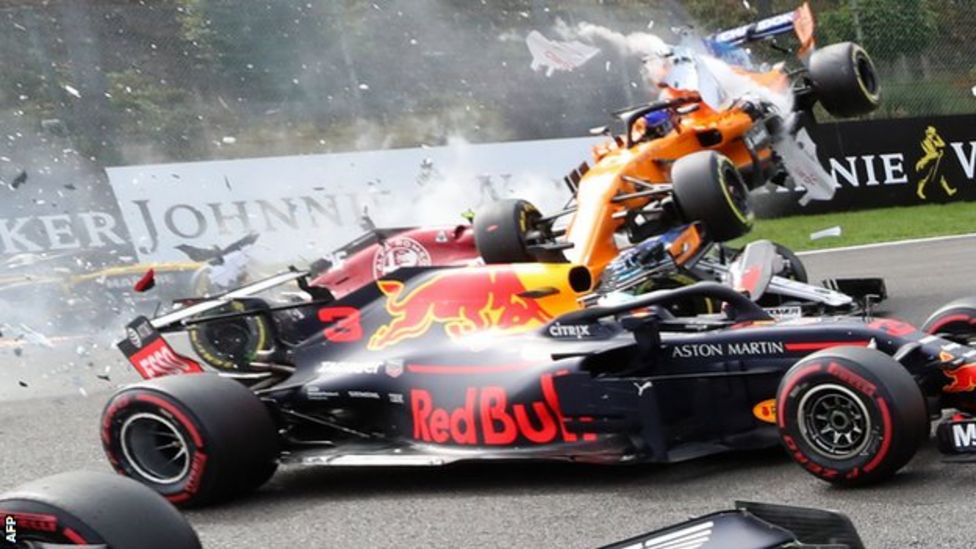 Sebastian Vettel wins in Belgium after dramatic crash - BBC Sport