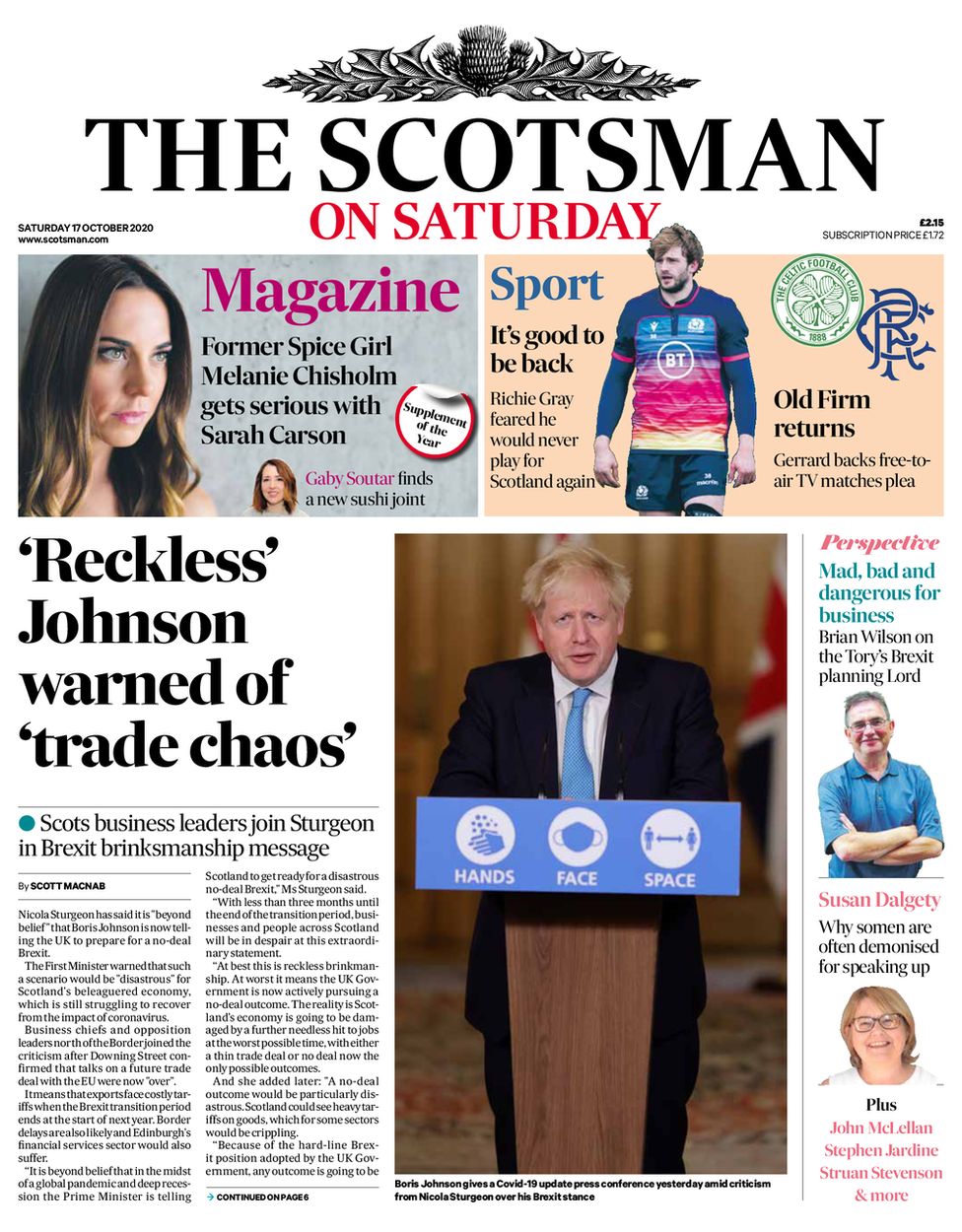 Scotland's papers: Managers 'unite' in Covid plea and no-deal Brexit ...
