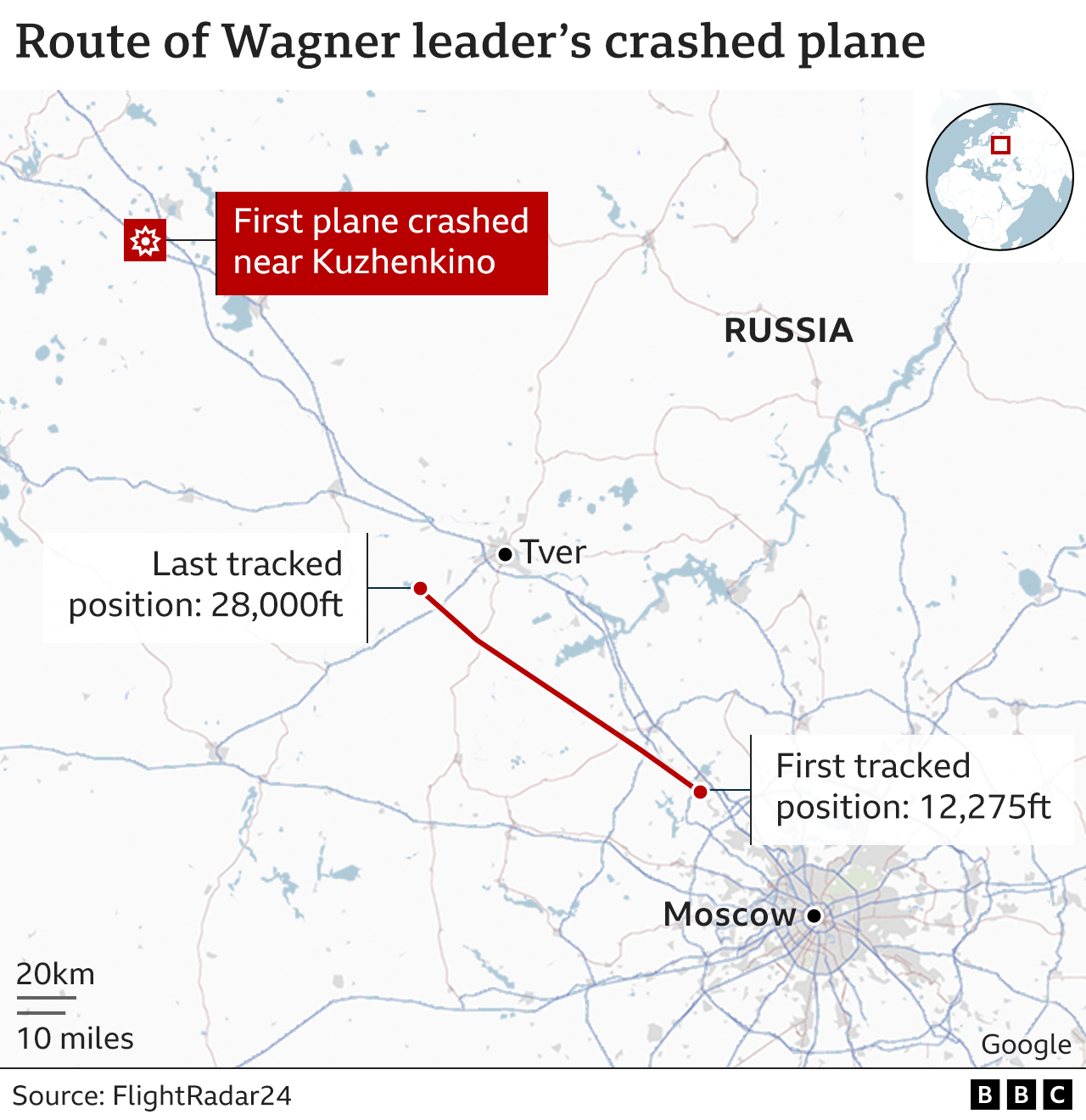 Where was Prigozhin before the crash? - BBC News