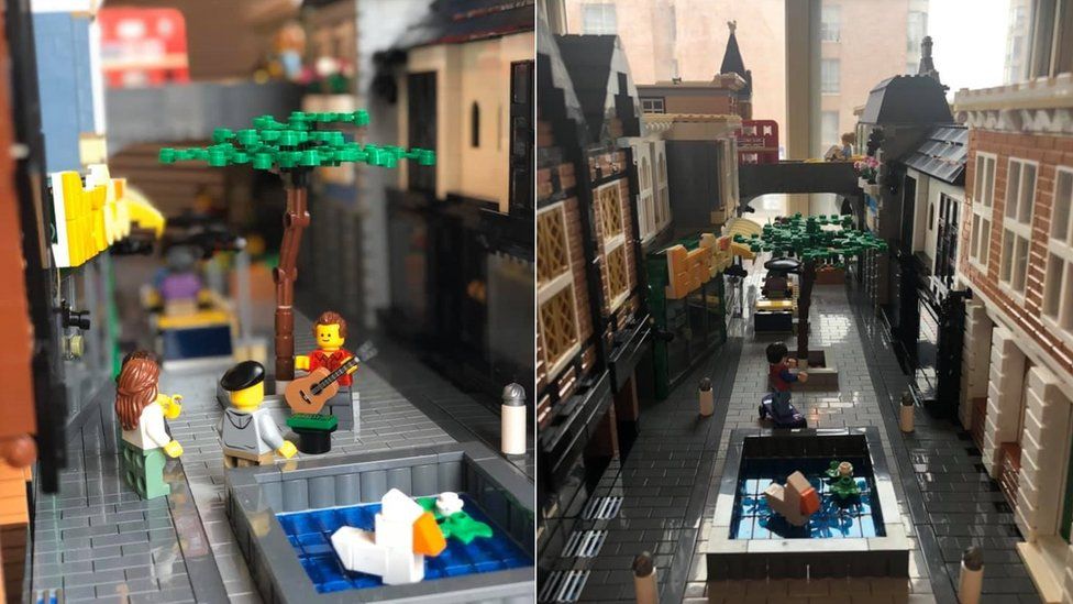 Coronavirus: 'Lockdown Lego' Watford High Street made in Canada - BBC News