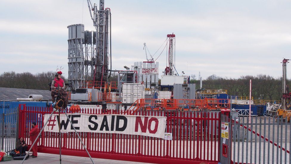 Anti-fracking protesters target drilling rig company - BBC News