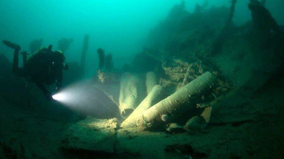 First images of sunken Scapa Flow warship HMS Vanguard released - BBC News