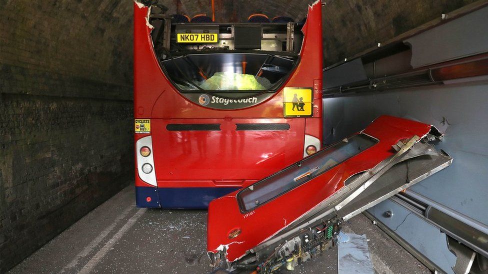 Bus hits bridge in Bristol city centre crash - BBC News