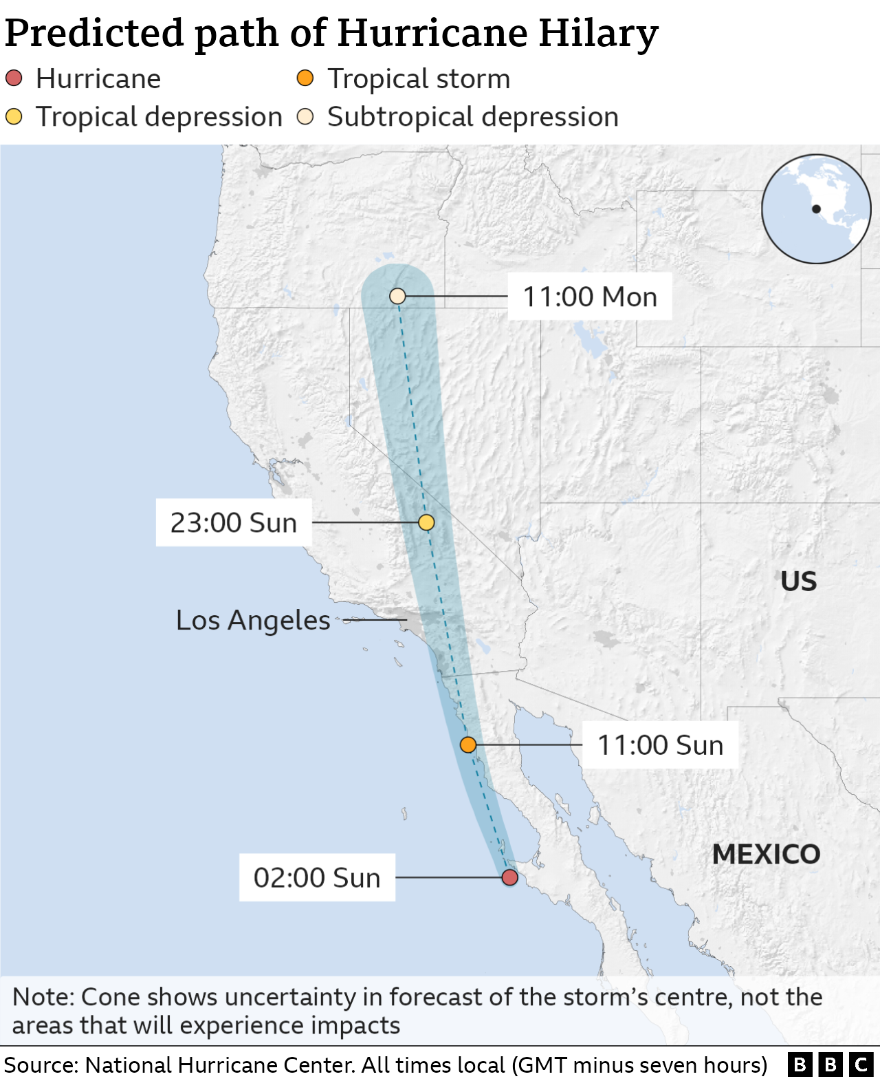 Hurricane Hilary weakens but could still be deadly - US - BBC News