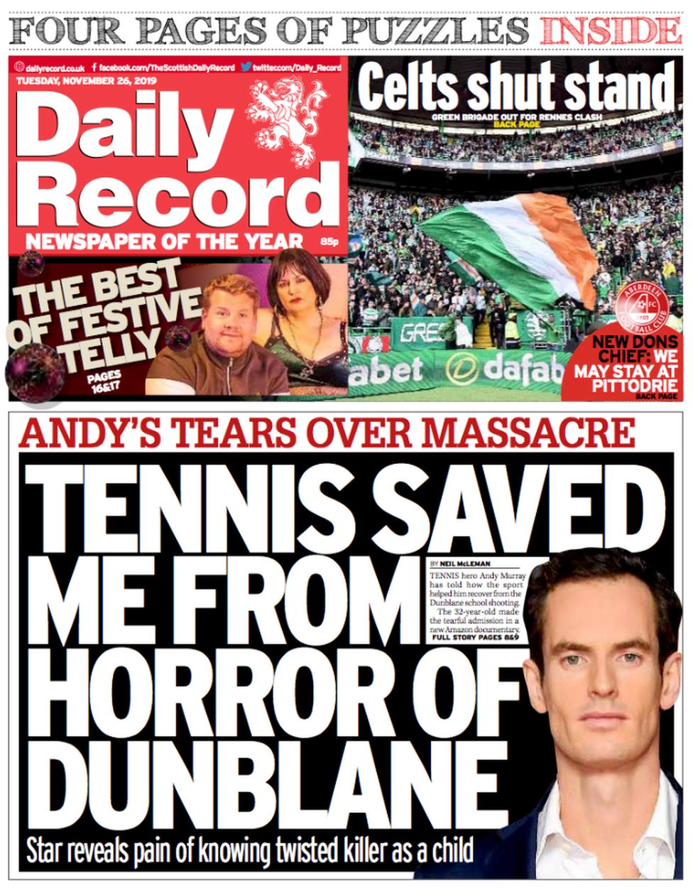The papers: Andy Murray's Dunblane torment and Corbyn 'plot' - BBC News